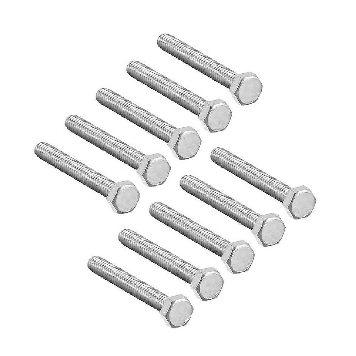 10 x Hex Head Set Screw Bolts M10 x 75mm, Fully Threaded, Bright Zinc Plated
