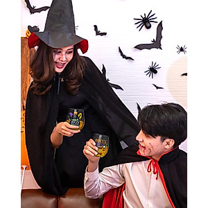 Halloween Witches Wine Glasses 4PCS Hocus Pocus Stemless Glass 12oz Gift Brew Sanderson Sisters Glass Tumbler for Ice Coffee Beer Beverages Funny Party Cup Favors Birthday Wedding Gifts Fall Peresnt