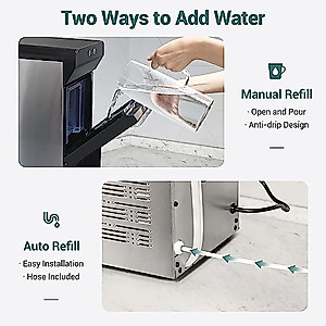 Gevi Household V2.0 Countertop Nugget Ice Maker | Self-Cleaning Pellet Ice Machine | Open and Pour Water Refill | Stainless Steel Housing | Fit Under Wall Cabinet | Black