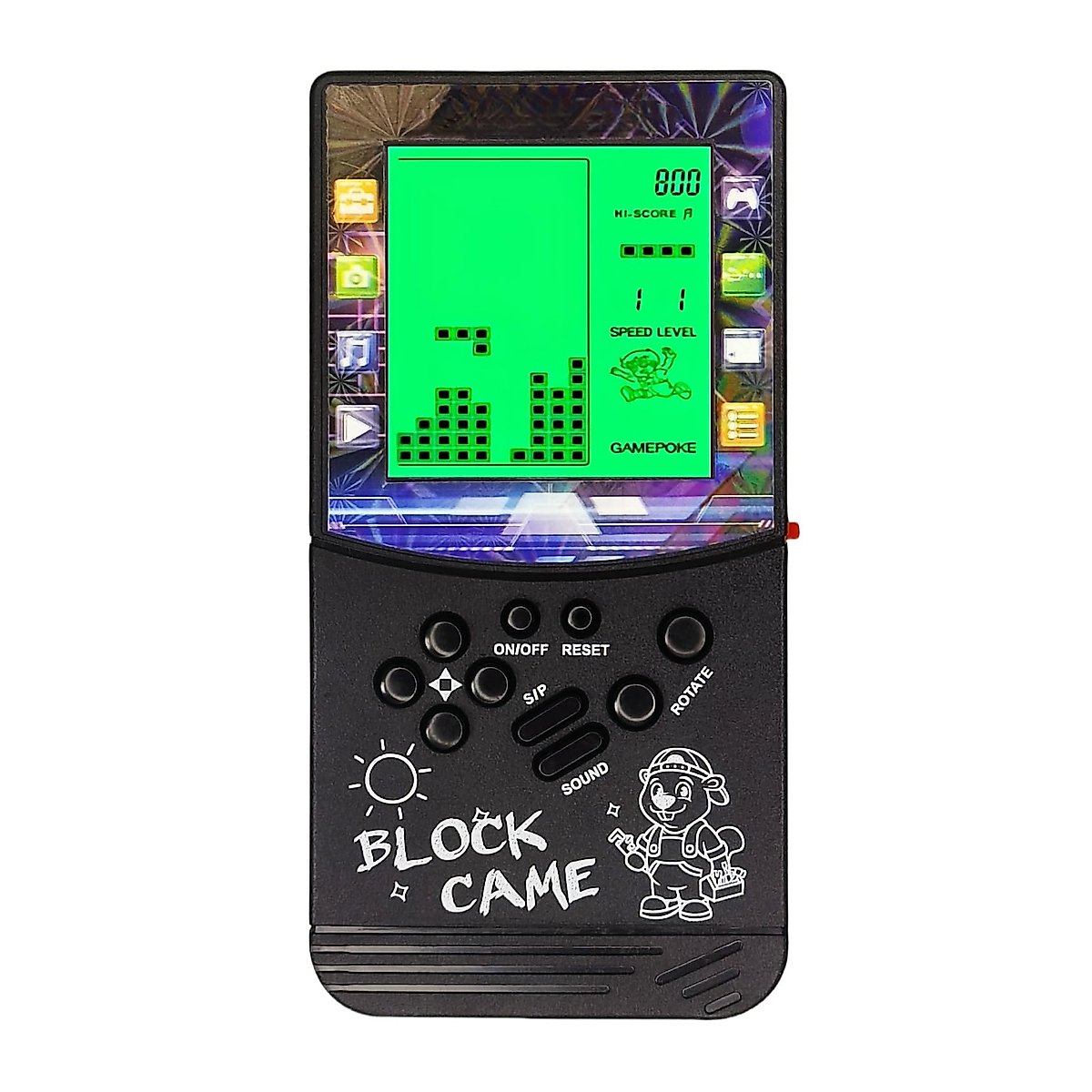 HLF New Large Screen Brick Game Console Green Backlight Built-in 23 Multi-Mode Block Games Classic Nostalgia Puzzle Speed and Difficulty can be Adjusted Suitable as a Gift for Kids (Black)