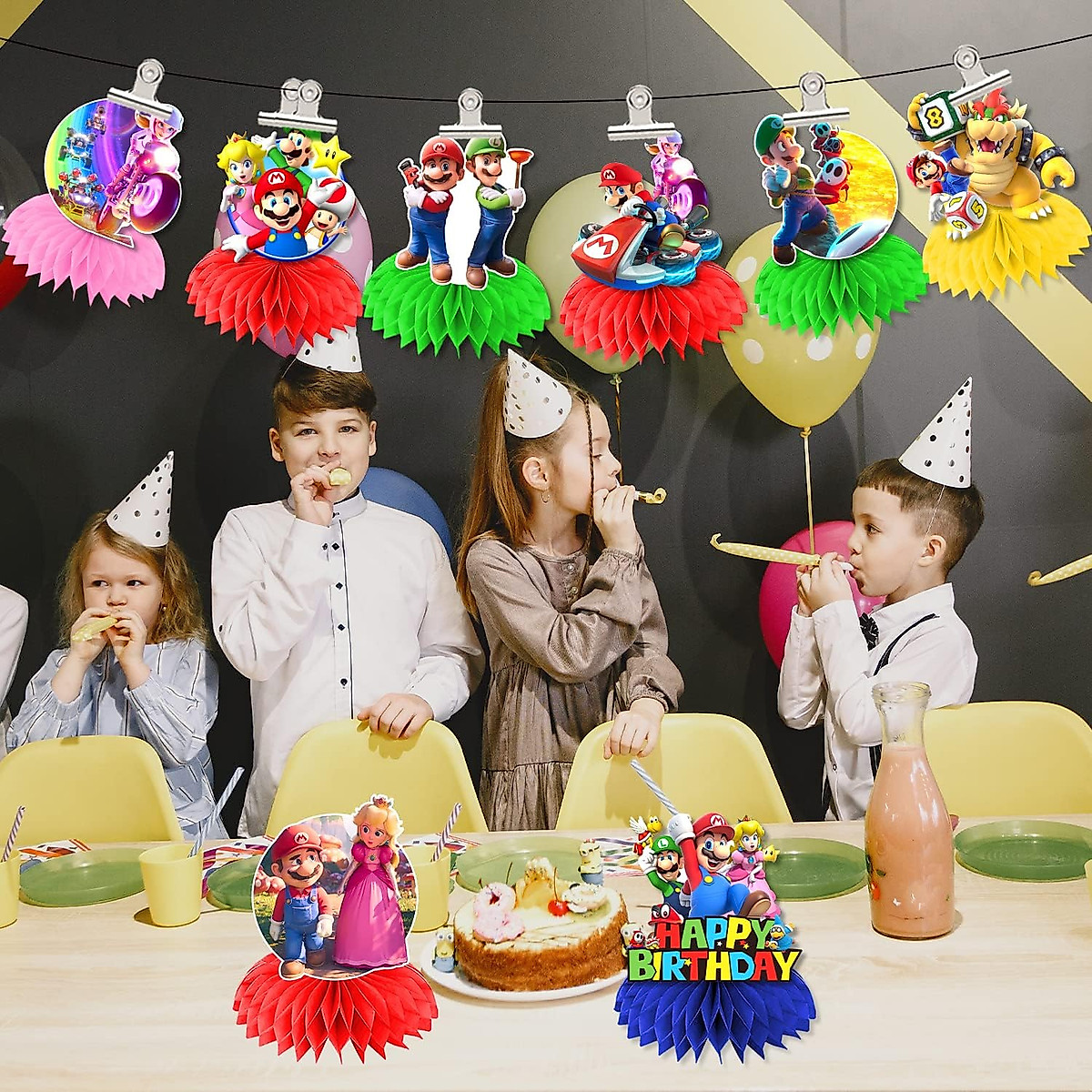 8 Pcs Super Brother Centerpieces for Birthday, Video Game Theme Centerpieces, Bros Decorations for Party, 3D Double Side Party Decorations, Party Supplies Table Decorations
