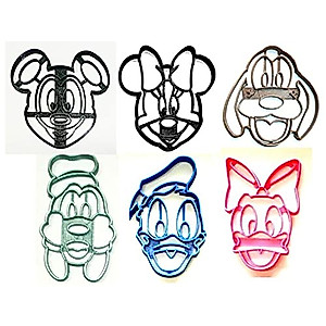 THEMED MAGICAL MOUSE AND FRIENDS FACE SET OF 6 COOKIE CUTTERS MADE IN USA PR1569