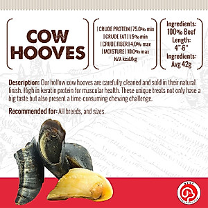 Best Dog Chews Cow Hooves - 100% Natural Delicious Protein Long Lasting Dog Treats Great Alternative to Bully Sticks or Rawhide, Dental Chew for Small, Medium, Large Breeds and Puppies (6 Count)