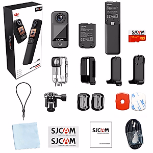 SJCAM C300 Pocket Camera 4K, 3800mAh Battery 6-Axis Stabilizer Action Camera, Dual-Touch Screen Body Camera, Waterproof, Suitable for Vlogging and Live Streaming, with Helmet Mount Kits, Black