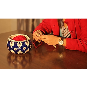 7-Inch Ceramic Yarn Bowl for Knitting and Crocheting with Smooth Spiral Outlet – Tangle-Free Yarn Organizer by ABHANDICRAFTS (AB-BOWL-022)