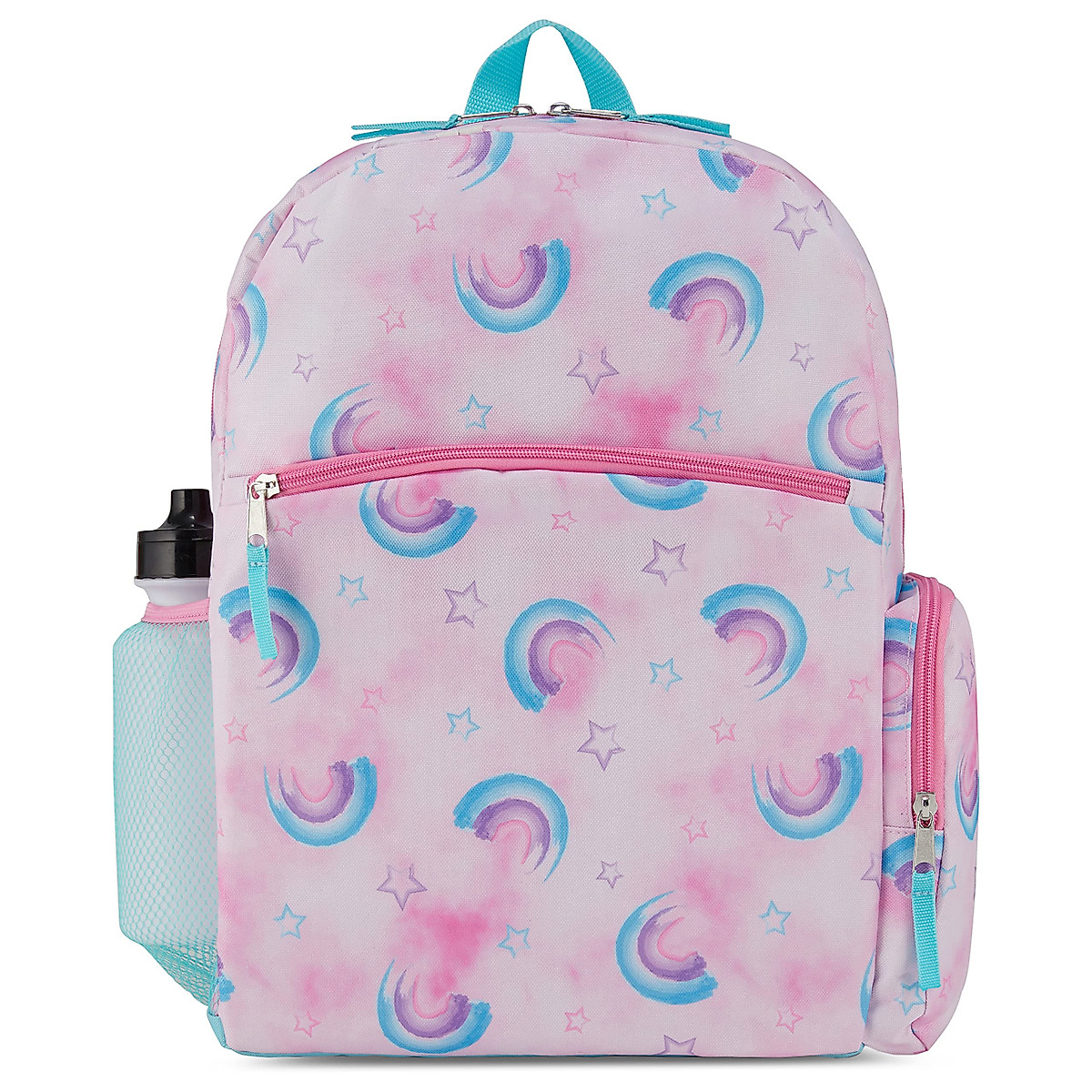 Cudlie Kindergarten Backpack w/Water Bottle & Stickers - Lightweight Girls Backpack for School/Travel - Kids Back Pack/Book Bag - Rainbow/Pink