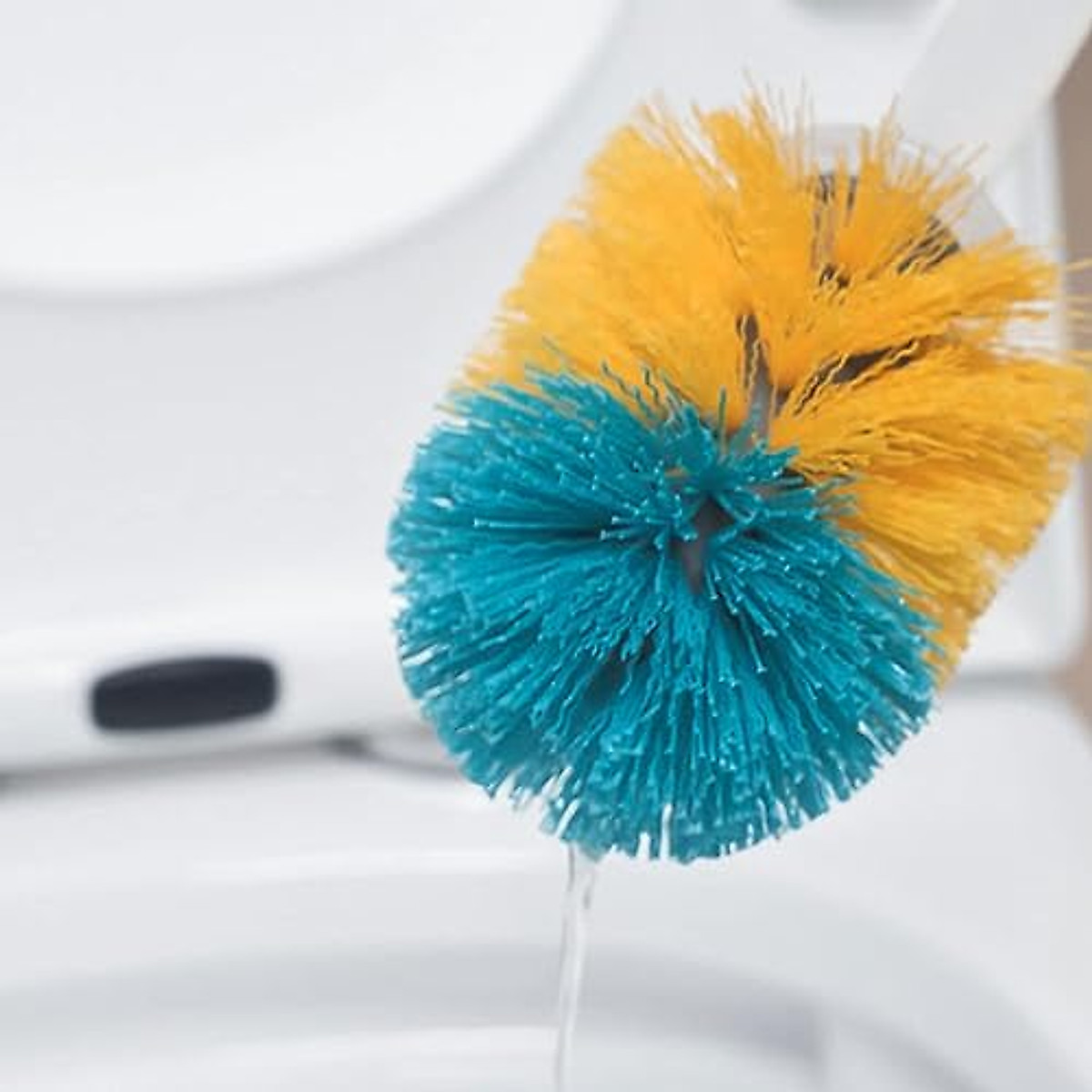 SAAKO Toilet Bowl Brush and Holder Set Home Toilet Brush Plastic Long Handle Hydraulic Toilet Cleaner Brush Bathroom Cleaning