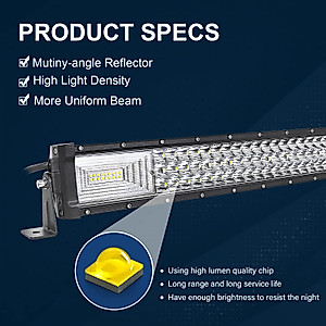 AUXTINGS 42 inch Straight Led Light Bar Spot Flood Beam +2X 4 inch 36W Spot LED Pods Fog Lights with 12V Wiring Harness Kit 2 Leads for Jeep Pickup Off Road Truck 4X4 ATV Boat Trailer,Waterproof