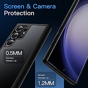 JETech Matte Case for Samsung Galaxy S23 Ultra 5G 6.8-Inch, Frosted Translucent Back Protective Slim Phone Cover, Anti-Fingerprints (Black)