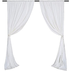 MoKoHouse 10ft x 8ft White Backdrop Curtains for Parties White Backdrop Drape for Birthday Wedding 2 Panels 5ft x 8ft