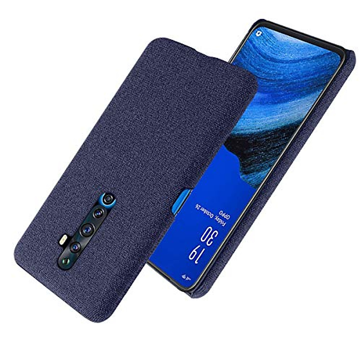 LUSEHNG Case for Oppo Reno2 Z/F, Solid Color Canvas Smartphone Cover for Oppo Reno2 Z/F, Slim Duaable Lightweight - Blue