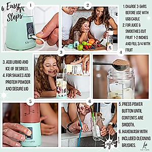 Portable Blender for Shakes and Smoothies – Rechargeable 15.5-Oz Fusion Blender & Portable Juicer Comes with Carry Strap, USB Cable, 2 Reusable Straws, 1 Straw Cleaner & 1 Bottle Cleaner, (Cotton Candy Pink)