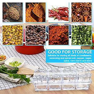 Faxco 4-Cell Clear Seasoning Rack Spice Box, Storage Container Condiment Jars Acrylic Seasoning Box with Cover and Spoon (Enhanced Version Clear)