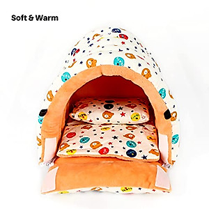 BUCATSTATE Guinea Pig Bed House with Accessories Cozy Hamster Home Large Hideout - Detachable Cushion for Dwarf Rabbits Hedgehog Ferrets Winter Nest Hamster Cage
