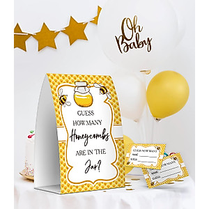 Guess How Many Honeycombs Are In The Jar, Baby Shower Games, Baby Shower Decorations - One Sign and 50 Cards(MANY015)