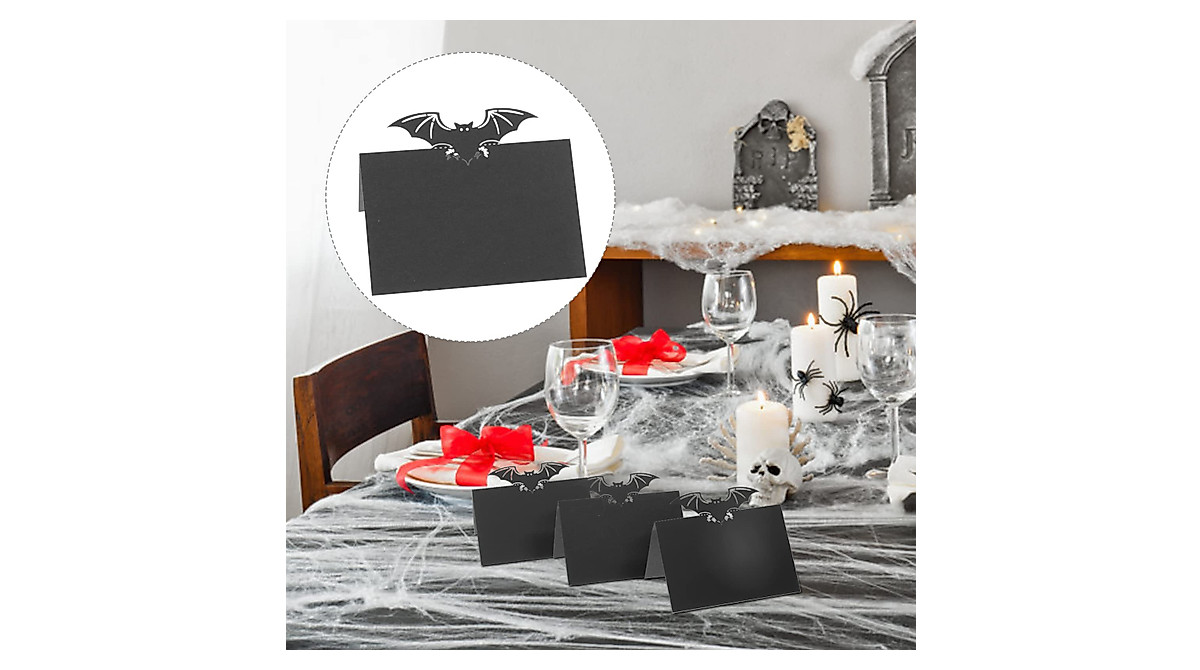 Gadpiparty 50pcs Halloween Bat Place Cards for Parties