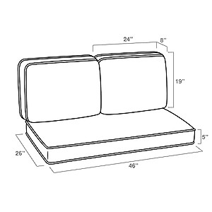 Arden Selections Outdoor Loveseat Cushion Set 46 x 26, French Blue Texture