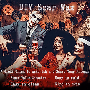 Go Ho Nose and Scar Wax(1.4 oz),Fake Molding Wound Skin Wax,Body Paint Fake Nose Stage Zombie Cosplay Costume SFX Makeup with Spatula,Makeup Special Effects For Halloween Festival & Party