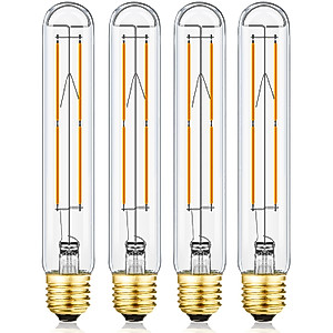 4 Pack T10 LED Bulb 8W Dimmable E26 Base Tubular Light Bulb 2700K Warm White 75W Equivalent 800lm 7.3in Bulb for Rustic Pendant, Wall scones Tube Light Bulbs Desk Lamp Vintage Edison Long Light Bulbs