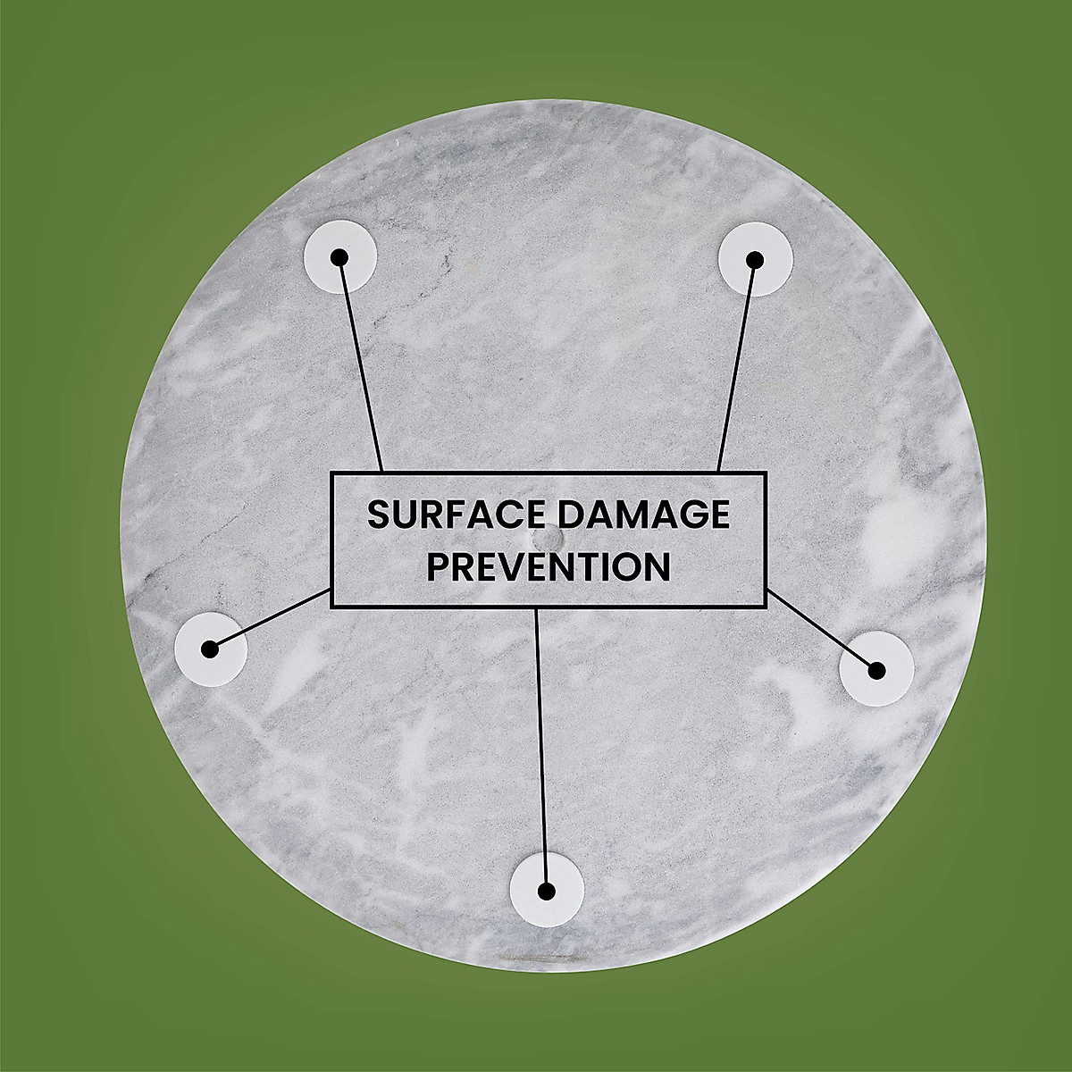 Homeries Marble Round Cheese Tray Board (12 Inches) - White Elegant Serving Platter & Tray for Weddings, Birthdays, Christmas, Bread, Cake, Cheese & Pizza – Smooth Finish & Durable (Round)