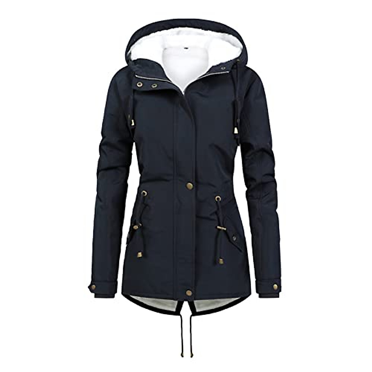 luwita Chamarras Para Mujer Women's Mid-Length Parka Winter Outerwear Jacket Horn Button Fleece Thicken Coat Warm Jacket Zip Up Long Hoodie Chunky Sweater