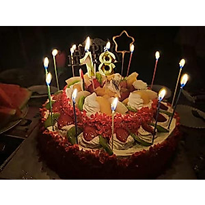 Golden Number 3 Candles 3D Diamond Shape Happy Birthday Cake Topper Numeral Candles for Birthday Party Wedding Decoration Reunions Theme Party