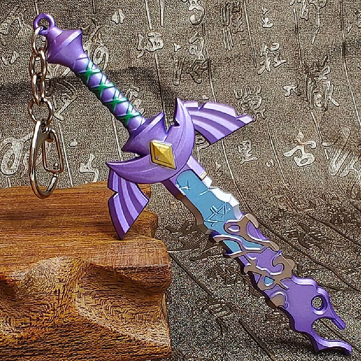 MEETCUTE Decayed MasterSword Keychain Latest,Cool Sword Key Ring for Men and Women Legend of Zeld the Tears Kingdom MasterSword Key chain Cosplay Accessories - Purple