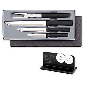 RADA Prepare Then Carve Carving Black Handled Knife Gift Set With Knife Sharpener