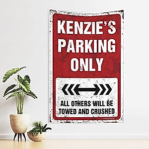 Man Cave Rules Kenzie'S Parking Only Tapestry Space Decor Vintage Decor (Size : 75X100CM)