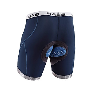 BALEAF Men's Bike Shorts with 4D Padding Cycling Underwear Padded Bicycle MTB Liner Mountain Biking Tights Road Riding Navy Blue L