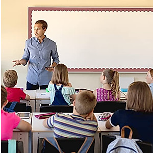 Teacher Created Resources Deep Rose Scalloped Rolled Border Trim - 50ft - Decorate Bulletin Boards, Walls, Desks, Windows, Doors, Lockers, Schools, Classrooms, Homeschool & Offices