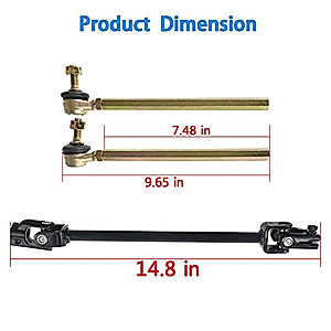 labwork 300mm Steering Wheel Steel Kit 320mm Gear Rack Pinion Adjustable Shaft Set Replacement for 110cc Go Kart