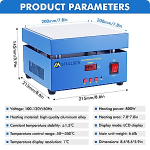Preheat Soldering Preheating Station Welder 7.8x7.8in Hot Plate Soldering Heater Station Electric Hot Plate Preheat LCD Screen Separator Machine for Soldering Station Welder 200x200mm