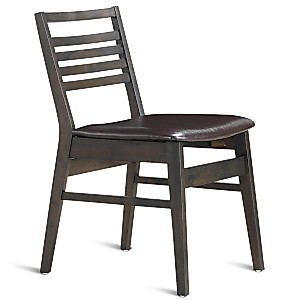 COSTWAY Dining Chairs, PU Leather Upholstered with Foot Pads, Ergonomic Armless Leisure Chair, Rubber Wood Frame Wear-Resistant Cover for Home Office (Set of 2, Brown)