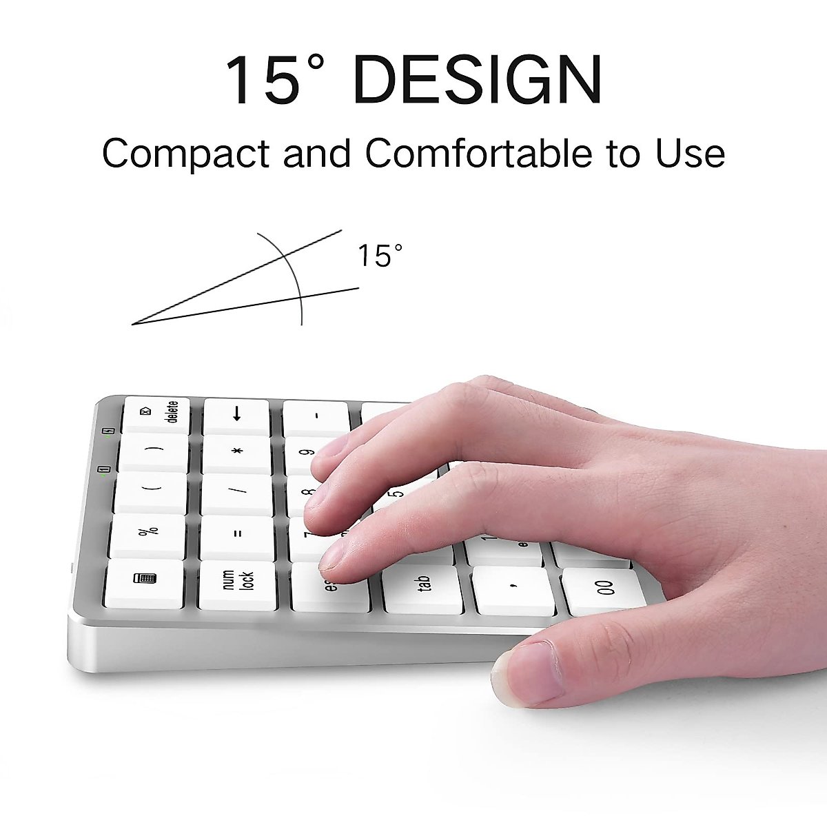 PINKCAT Wireless Number Pad, 28 Keys Numeric Keypad with 2.4G Mini USB Receiver, Portable Number Numpad Financial Accounting for Laptop, PC, Notebook, Desktop, Surface Pro - Silver