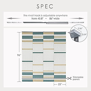 GoDear Design Adjustable Vertical Blinds for Sliding Glass Doors, 45.8"-86" W, Up to 96" H, Extendable Track for Patio Door Blinds for Sliding Door, Trimmable Woven Panel Curtains, Avocado