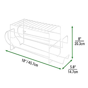 mDesign 2-Tier Metal Wire Standing Pop/Soda and Food Can Dispenser Storage Rack Organizer with Top Shelf for Kitchen Pantry, Countertop, Cabinet - Holds 12 Cans - 2 Pack - White