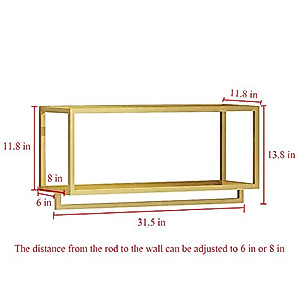 MDEPYCO Creative Square Display Garment Racks in Boutique Clothing Stores, Wall-Mounted Hanging Clothes Shelf in Home, Towel Racks for Bathroom Storage Shelves (Gold, 31.5" L)