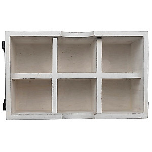 GoCraft 6 Compartment Flatware Caddy, Multipurpose Organiser for Kitchen Cutlery, Dining Silverware Condiments, Arts, Makeup Brushes, White Washed Mango Wood Caddy with Metal Handles