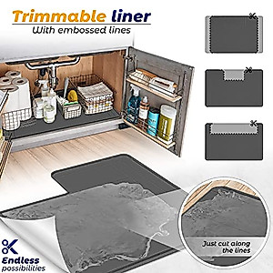 Famous Rhino - The Original Under Sink Mat - Silicone Waterproof mat, Adjustable, Easy to Clean, Kitchen cabinet liner, Disifenction Surface - 34" x 22" or smaller