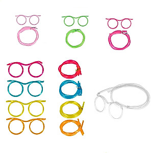 Flexible Soft Silly Straws, 8PCS Drinking Straw Eye Glasses, Silly Straw Glasses drinking Tube for Kids Party, Birthday, Fun Party