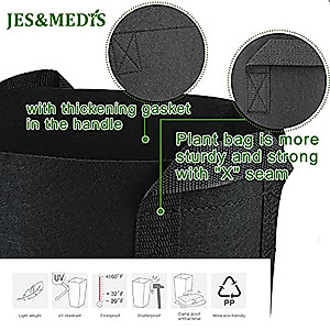 JES&MEDIS 12-Pack 5 Gallon Plant Grow Bags Thick Aeration Non Woven Fabric Flower Vegetable Pots with Handles Garden Container Black (5 Gallon_12 Pack)