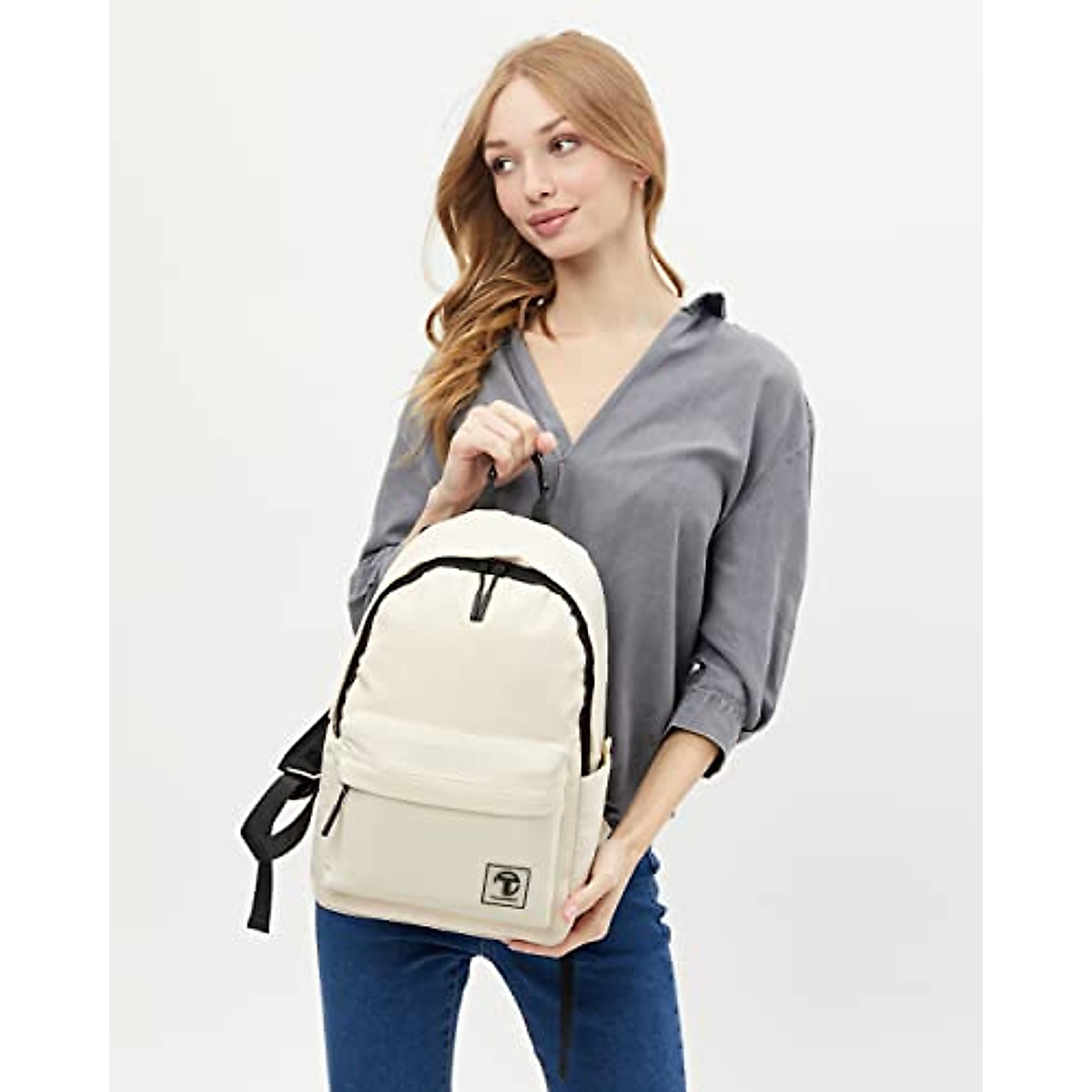 TALMONT Backpack for Women Small Waterproof Laptop Backpack for School and College Lightweight Women's bag Carry-on Flight approved womens Backpack Mochilas (Milk)