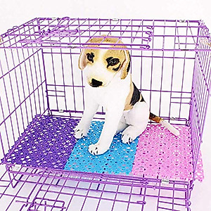 Newweic Rabbit Cage Mats - 4 Packs Plastic Cage Bottom Mat for Bunnies - Small Animal Feets Floor Pads Resting mats - for Dog Rabbits Guinea Pigs Playpen Pet Wire Cages (Grey)