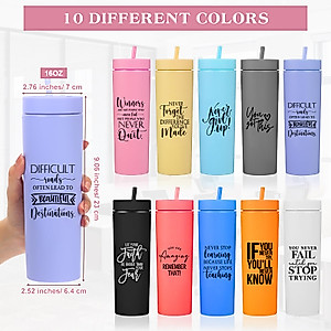 Tioncy 10 Pcs Employee Appreciation Gifts Bulk Thank You Gift 16oz Matte Inspirational Skinny Tumbler with Lid and Straw Christmas Appreciation Team Gifts for Coworker Teacher(Charming)
