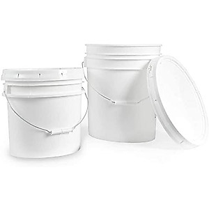 Living Whole Foods 5 Gallon White Bucket & Lid - Set of 1 - Durable 90 Mil All Purpose Pail - Food Grade - Plastic Container