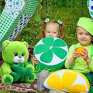 Kasyat St. Patrick's Day Bear Stuffed Animal with Shamrock 12 Inch Plush Bear Cute Stuffed Bear Plushie Shamrock Lover Birthday St. Patrick's Day Party Favor Gifts