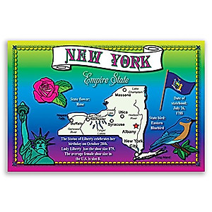 U.S. State Map Postcard Set. 50 modern post card variety pack. Illustrated postcards with maps of all fifty states of the United States of America. Made in USA.