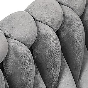 Homebeez Velvet Upholstered Dining Chairs Modern Accent Chairs,Hand-Woven Side Chairs with Black Metal Legs Set of 2, for Dining Room, Living Room, Kitchen,Gray