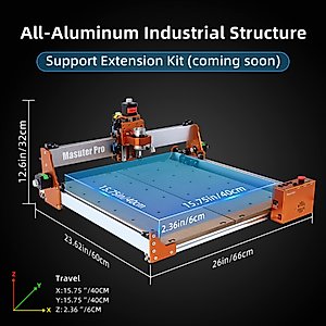 FoxAlien Masuter Pro CNC Router Machine with 40x80cm Extension Kit for Working Area Extend